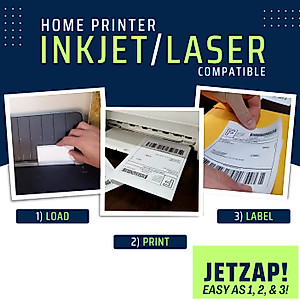 JETZAP Pre-Cut 4x6 Shipping Labels for Inkjet and Laser Printers - Just Load & Print - USPS UPS FedEx Multi-Purpose Adhesive Sticker Matte Opaque Smudge-Free Jam-Free Home Printer Compatible 120 Pack
