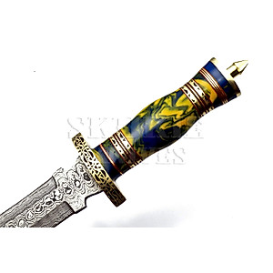 Skokie Knives Custom Hand Made Damascus Steel Hunting Knife Handle Acrylic