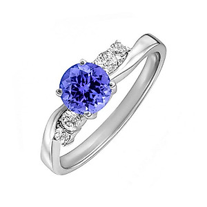 ANAKHA Natural 0.40 Ct Tanzanite Gemstone December Birthstone Silver Ring 925 Sterling Silver Ring For Women Size Us-9.5