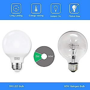 Cotanic G25 LED Globe Light Bulbs, 5W Vanity Light Bulb (60W Equivalent),Daylight 4000K,Non-dimmable Makeup Mirror Lights for Bedroom,Led Bathroom Light Bulbs,E26 Medium Screw Base,500lm,Pack of 4
