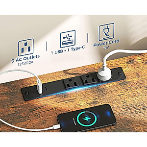 Casaottima Dresser for Bedroom with Charging Station, 52" Long Dresser with 8 Storage Drawers, Large Fabric Dressers Chests of Drawers with Shelves, Black and Vintage