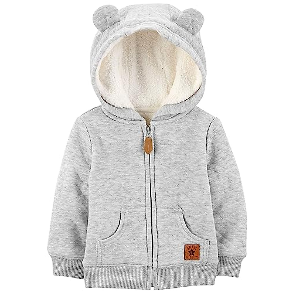 Simple Joys by Carter's Baby Hooded Sweater Jacket with Sherpa Lining, Grey, 6-9 Months