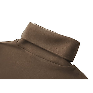 Urban CoCo Women's Turtleneck Slim Fitted Long Sleeve Sweatshirt Active Base Layer Tops Shirts (XL, Coffee)