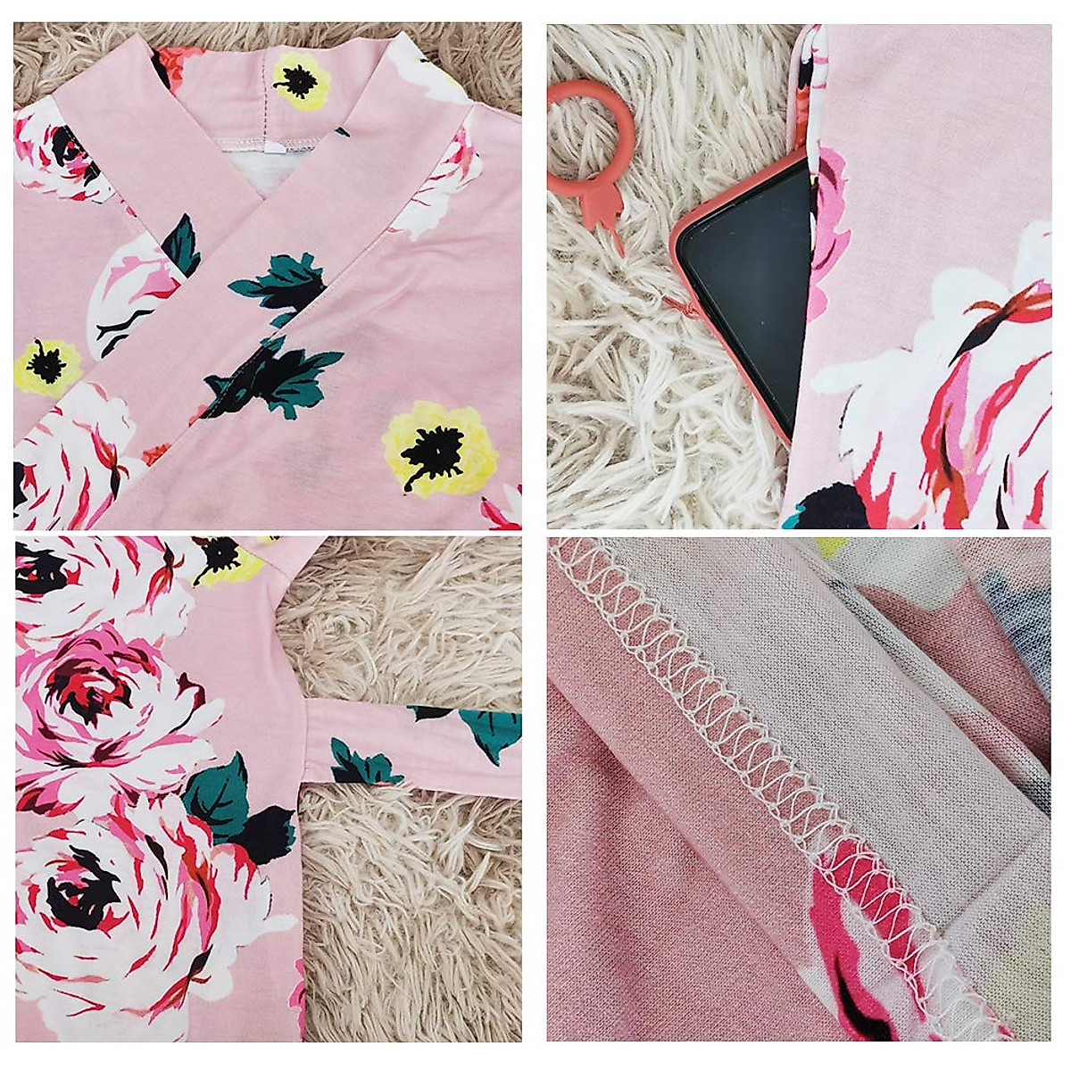 SUFEINI Maternity Robes and Matching Swaddle Blanket Set, Women Mommy Postpartum Robe Hospital Labor and Delivery Gown