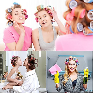 BESSEEK Hair Rollers Sets, 12 Pcs Self Grip Salon Hair Dressing Curlers, Jumbo Large Rollers for Long Short Hair, DIY Curly Hairstyle for Women, Heat-free Hair Curlers (6XLarge+6XMedium)