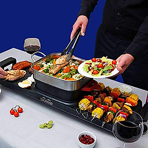 SKAIVA 3 in 1 Electric Smokeless Grill and Hot pot with Steamer - Non-Stick Detachable KBBQ Hotpot Grill Combo, Indoor Korean Bbq Grill Shabu Shabu Hot Pot Electric Grill
