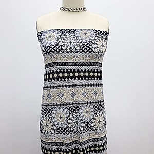 Texco Inc Rayon Jersey Knit 4 Way Stretch/Medallion/Mosaic Pattern/Maternity, Apparel, DIY Printed Fabric, Heather Grey Neutral 10 Yards