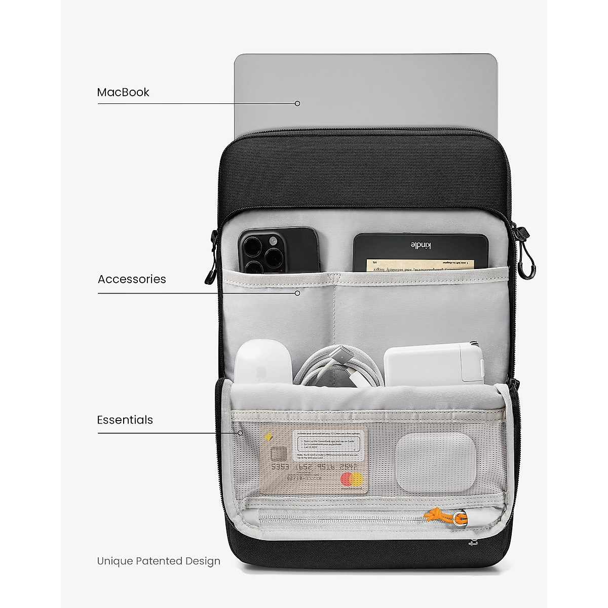 tomtoc 360 Protective Laptop Sleeve Designed for 16-inch New MacBook Pro M4/M3/M2/M1 Pro/Max 2024-2019, Water-Resistant Well-Organized Accessory Sleeve Case with Handle