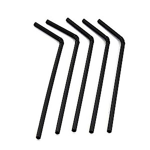 200Pcs Solid Colors Flexible Disposable Plastic Drinking Straws Plastic Disposable Bendy Straws Long Extendable Bendy Party Fancy Straws for Cocktails Coffee Milk Tea and Juice(Black-8.3Inch)