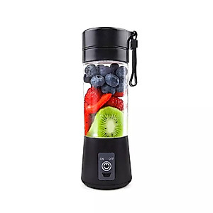 USB Portable Blender Juicer Cup, 3CPRECIOUS Fruit Juice mixer, Mini Portable Rechargeable Battery/Juicing Blender Mixer, 380ml (Black)