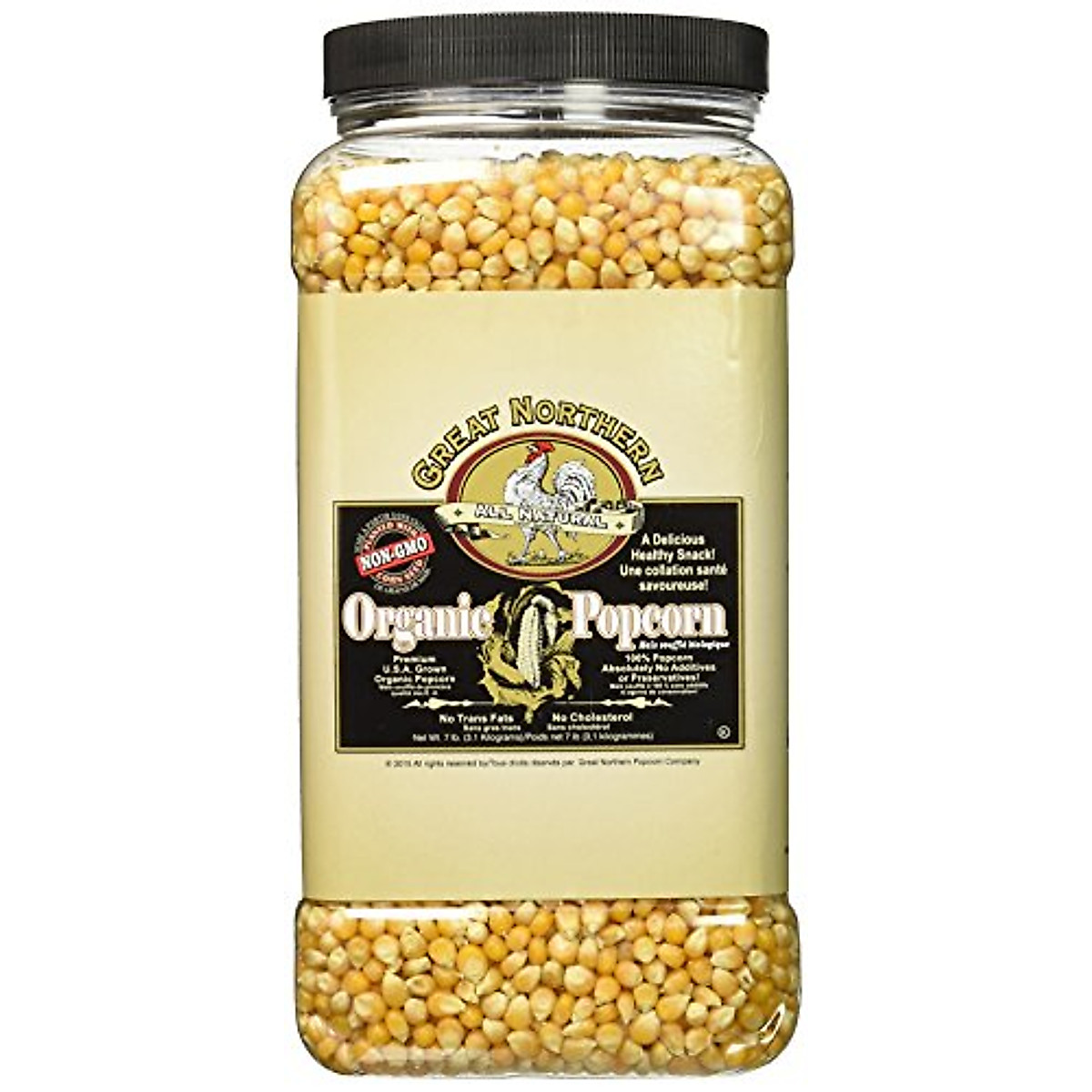 Organic Popcorn Kernels - 7lbs Resealable Bulk Jug of Gourmet Popping Corn for Microwave, Stovetop, and Popper Machines by Great Northern Popcorn