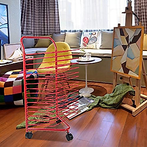 AIWFL Art Drying Rack for Classroom Paint Drying Rack Art 16 Shelves Metal Artwork Storage Display Rack Art Drying Rack with Wheels for Classroom Painting Crafts