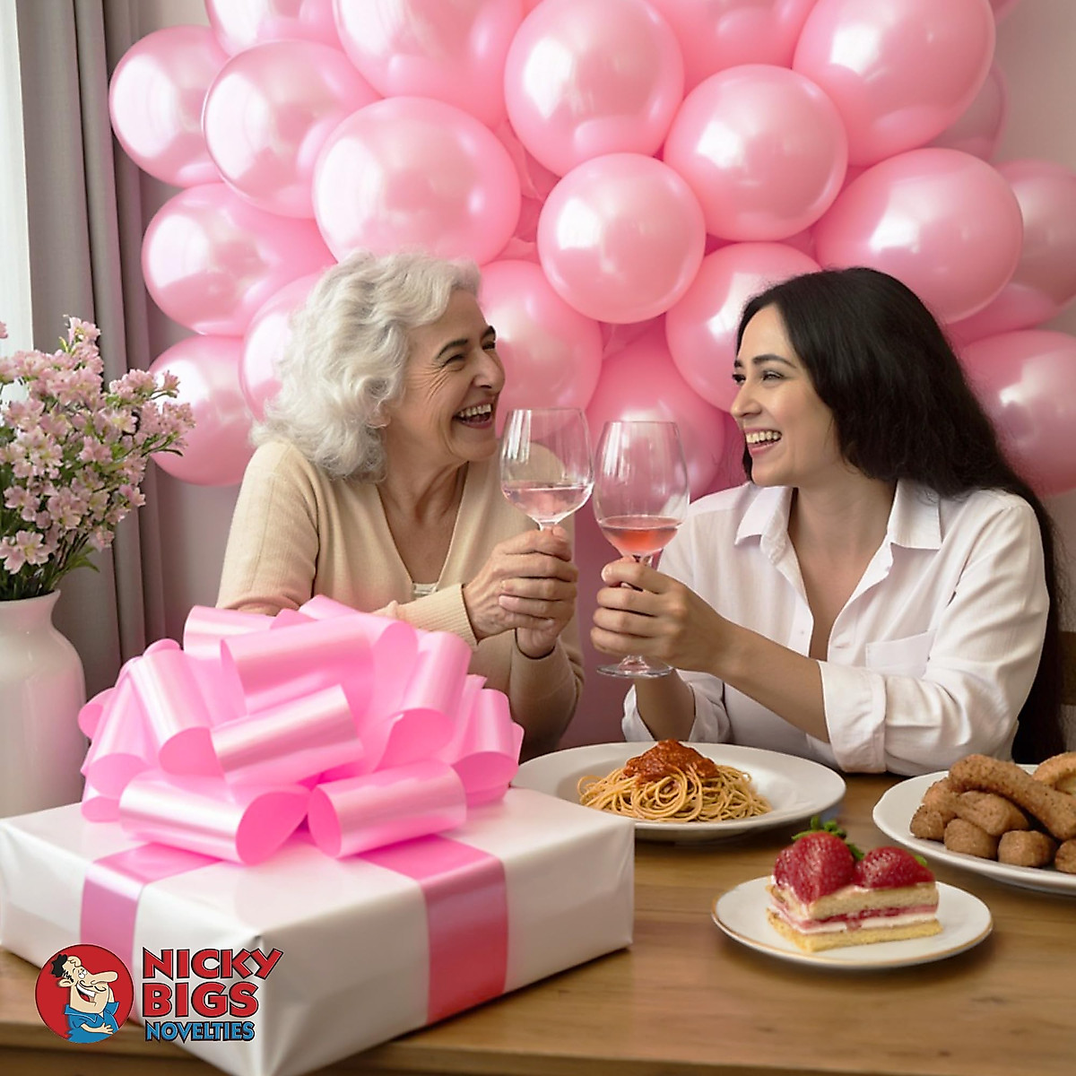 Nicky Bigs Novelties 14" Iridescent Metallic Giant Large Instant Pull Bow Birthday Wedding Decoration (Pink)