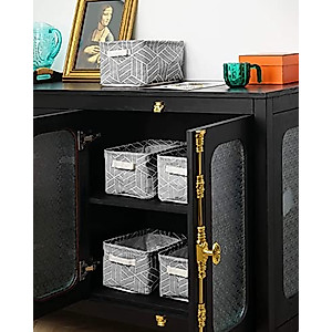 6 Pcs Storage Basket Foldable Cube Fabric Bins Square Mini Box Receive Organizer Rectangle Canvas with Handles for Nursery Home Office Kids Toys Books Small 11x8x6.3 inch Grey