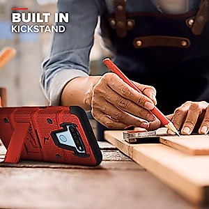 ZIZO Bolt Series for LG K51 / LG Reflect Case with Screen Protector Kickstand Holster Lanyard - Red & Black