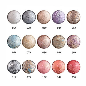 Mallofusa Single Color Baked Eye Shadow Palette Glitter Powder ,Ice Silver,CES3810