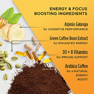 VitaCup Lightning Coffee Pods, Enhance Memory & Focus w/ 2X Caffeine, Green Coffee Bean, B Vitamins, D3, Strong Dark Roast Coffee, Recyclable Single Serve Pod Compatible w/Keurig K-Cup Brewers,32 Ct