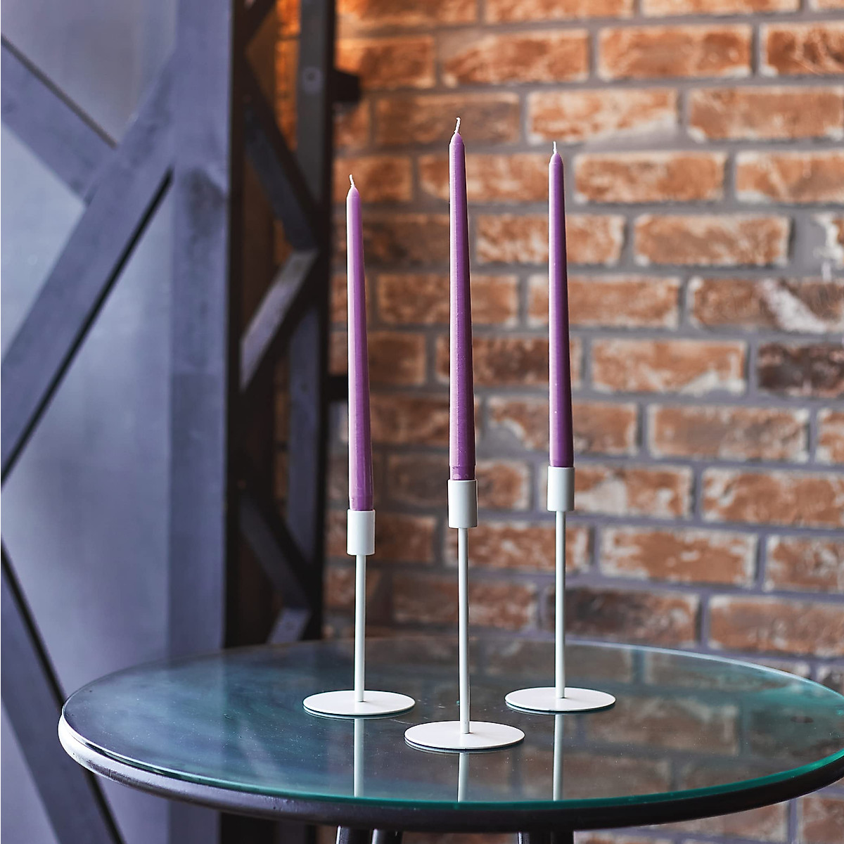 Sonedly 10 inch Taper Candle 4 Pack - Home Interior Long Burning Dripless and Smokeless Candles Unscented - Tapered Candles for Home - 8-Hour Burning Purple Candles