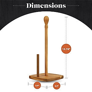 American Atelier Wooden Paper Towel Holder | Made from Acacia Wood | Paper Towel Stand with Arm and Non-Slip Base | Kitchen Standard Roll Dispenser | Measures 5.9” x 13.8”