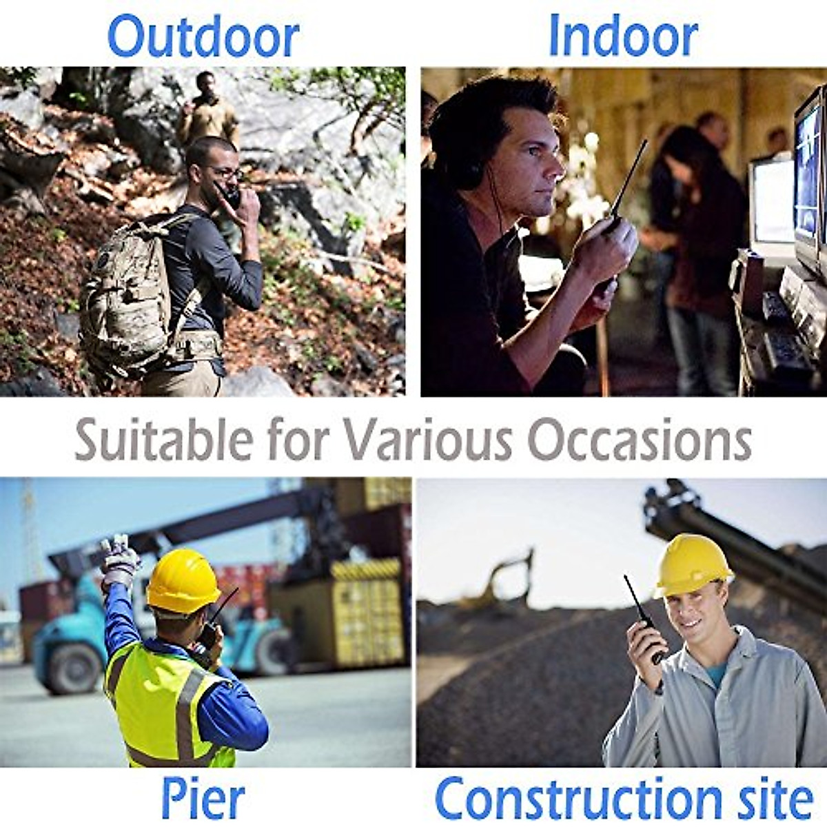 Ansoko Walkie talkies 10 Pack Long Range Rechargeable 2 Way Radio UHF 16-Channel with Earpiece Li-ion Battery and Charger (Pack of 10)