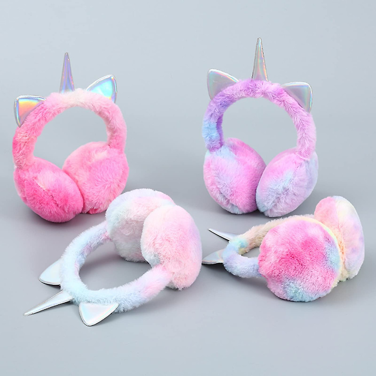 CHUANGLI Winter Unicorn Earmuffs, Cute Cartoon Earmuff Rainbow Ear Warmers for Girls/Women's Gift