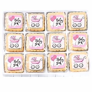 Baby Shower Cookies Baby Girl 12 PACK Favors Dessert Table Decorated Individually Wrapped Sugar Cookies Party Gift