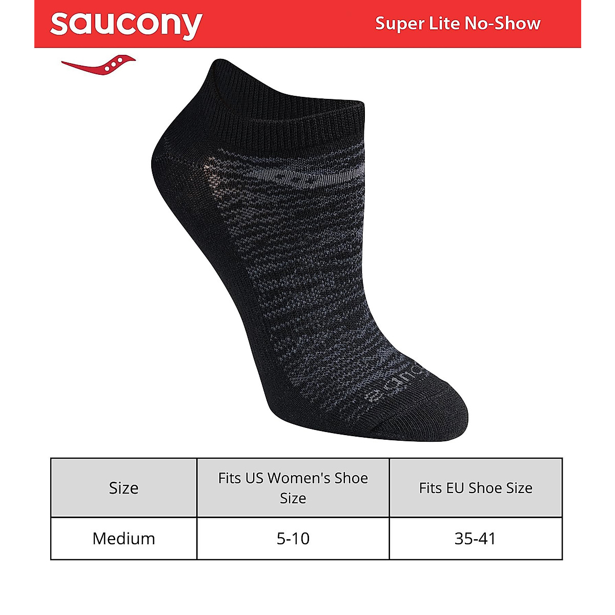 Saucony Women's Performance Super Lite No-Show Athletic Running Socks Multipack, Black Fashion (8 Pairs), Shoe Size: 6-10 M