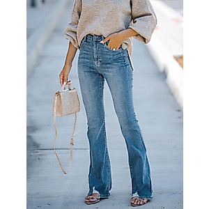 KUNMI Women's Flare Bell Bottom Jeans High Waisted Wide Leg Bootcut Jeans Stretchy Denim Pants