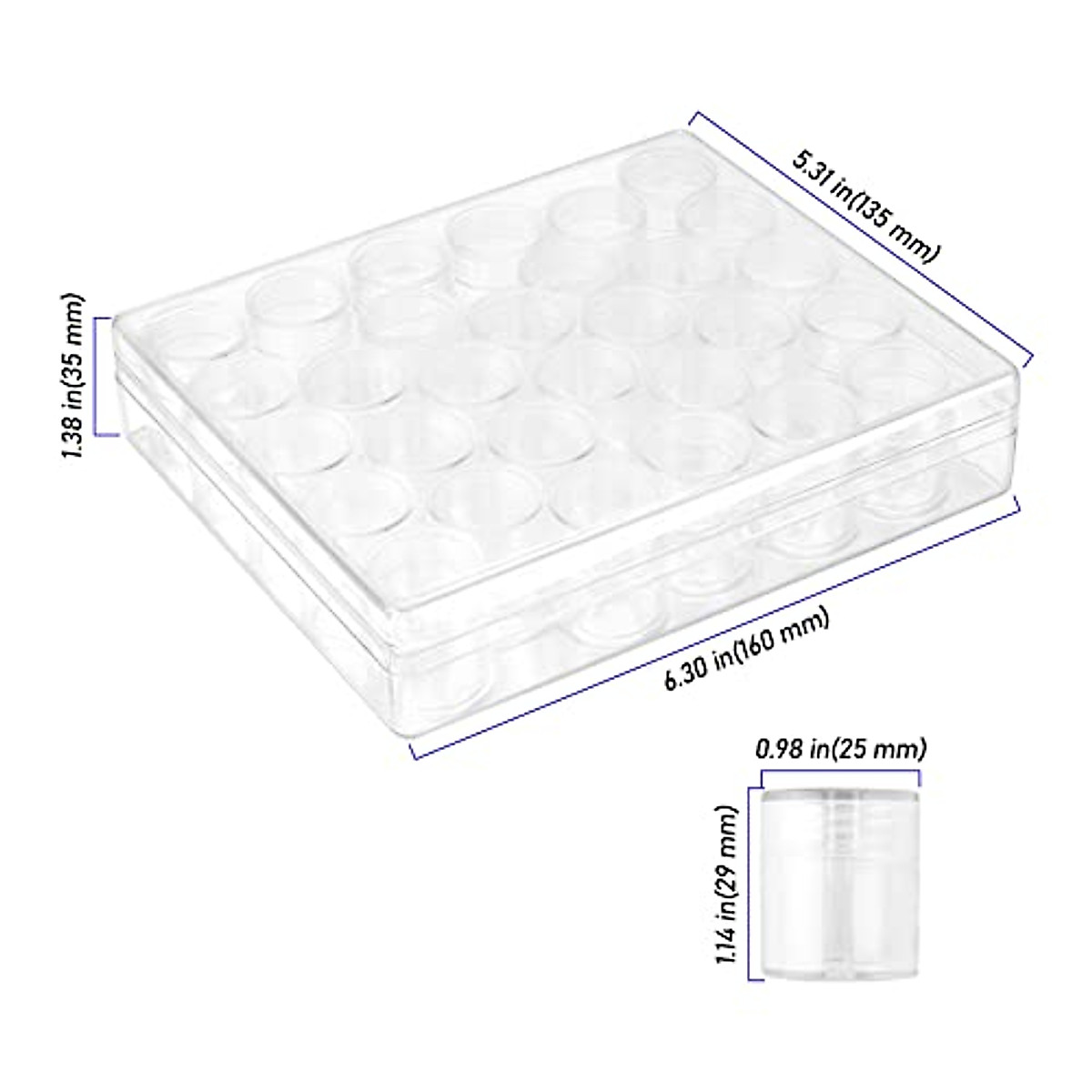 ZEONHEI 4 Pack 30 Jars Embroidery Diamond Painting Storage Containers, Clear Rhinestone Storage Containers with Lids and Stickers, Bead Storage Containers Glitter Organizers for Diamond Art Supplies