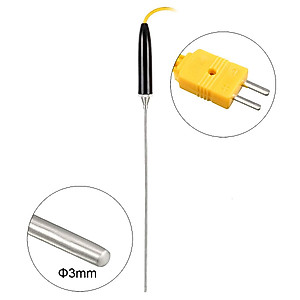 uxcell K-Type Probe Thermocouple Temperature Sensor(0 to 800C) 3x200mm