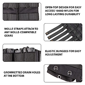 CAT Outdoors Molle Mag Pouch - Double/Triple Holder for AR 15 M4 M16 AK 5.56 308 Type Airsoft Ammo Rifle - Open-Top Tactical MOLLE Magazine Pouches - 3 Mag Pouch Carrier (Triple-Camo)