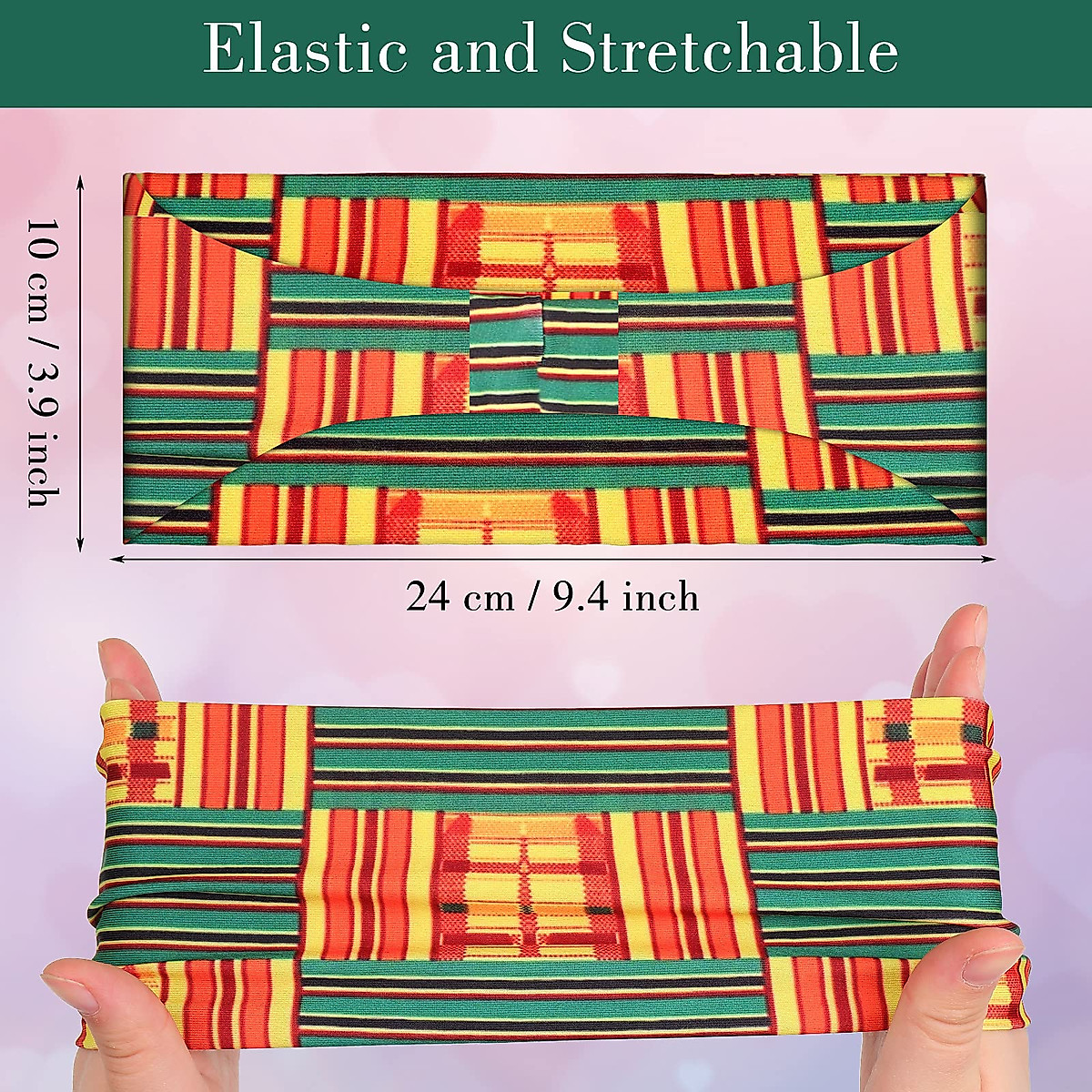 8 Pieces African Headband Stretchy Boho Print Hairband Yoga Running Sports Workout Head Grip Band Elastic Turban Headwrap Head Cloth for Women Girls Hair Accessories (Classic Pattern)