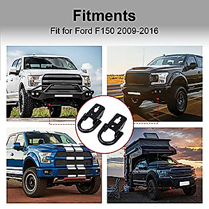 ELITEWILL Front Bumper Tow Hook Shackles with Black Powder Coating Fit for Ford F150 2009-2019 Replace OEM FL3Z-17N808-A