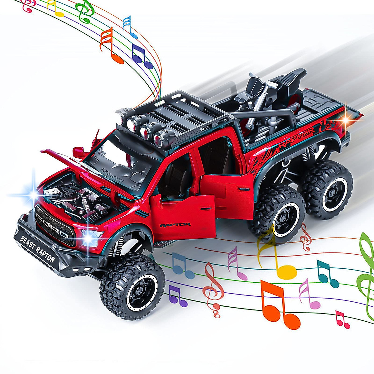 Toy Trucks Pickup Model Cars F150 Metal Diecast Cars Trucks for 3 Year Old Boys and up (Red)