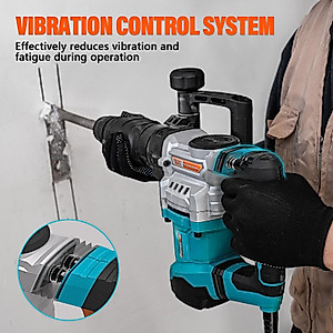 Berserker 1300W 16-Pound SDS-Max Demolition Jack Hammer, 1-9/16" 11-Amp Small Corded Electric Demo Chipping Hammer for Floor Tile Removal, Concrete Breaker with Carrying Case & 3 Chisels