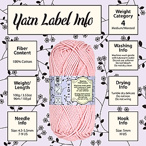 JubileeYarn Dainty Light Yarn - Worsted Weight Cotton - 100g/Skein - 4029 Navy - 2 Skeins