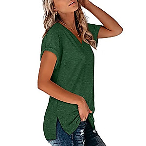 St Patricks Day Shirt Women Summer V Neck Loose Fitting Tunic Tops for Leggings Green L