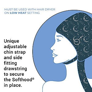 Bonnet Hood Hair Dryer Attachment by Hair Flair • Suitable For All Types of Hair & Hair Extensions • Perfect For Travel • Award Winning Original Patent • Deluxe Softhood • Healthy & Damage Free (Navy)