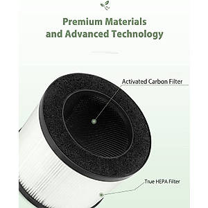 BS-03 Filter Replacement Compatible with PARTU and Slevoo BS-03 Air Purifier, H13 True HEPA and Activated Carbon Filter, Part# U & X, 2 Pack
