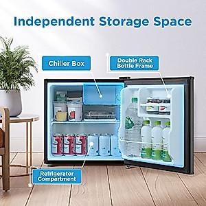 Midea WHS-65LB1 Compact Single Reversible Door Refrigerator, 1.6 Cubic Feet(0.045 Cubic Meter), Black