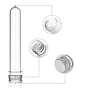 LABALPHA 12Pcs PET Plastic Test Tubes with Screw Caps for Candy Storage, Party, Bath Salt Vials, 28x160mm (60ml), Include a Test Tube Brush and Sticker Label