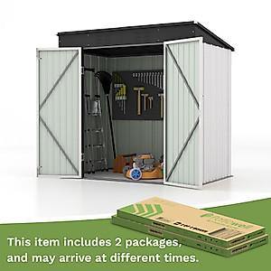 Patiowell 6x4 FT Outdoor Storage Shed, Water-Resistance Metal Outdoor Sheds with Vents & Lock, Garden Shed of Galvanized Steel for Lawn, Patio, Backyard Garden Tools, Bikes, White