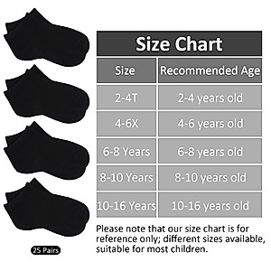 TODDOR 25 Pairs Kids Socks Low Cut Half Cushion Ankle Socks for Boys or Girls (2-4T, Black)
