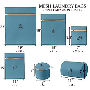 CHYUANX 6 Pack Mesh Laundry Bags for Delicates - Upgrade Thicken Lingerie Bags For Laundry With Premium Zipper，Anti-Deformation Reusable Laundry Bags Mesh Wash Bags For Washing Machine With Exquisite Embroidery Small Patterns for Overcoat , Bra, Stocking