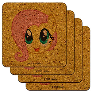 My Little Pony Fluttershy Face Low Profile Novelty Cork Coaster Set