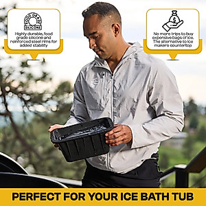 Polar Plunge Extra Large Ice Block Mold for Ice Bath, Cold Plunge or Coolers - Food-Grade Silicone Ice Block Maker with Reinforced Steel Rims - Big Cube Ice Mold - 8Lb Capacity - Black