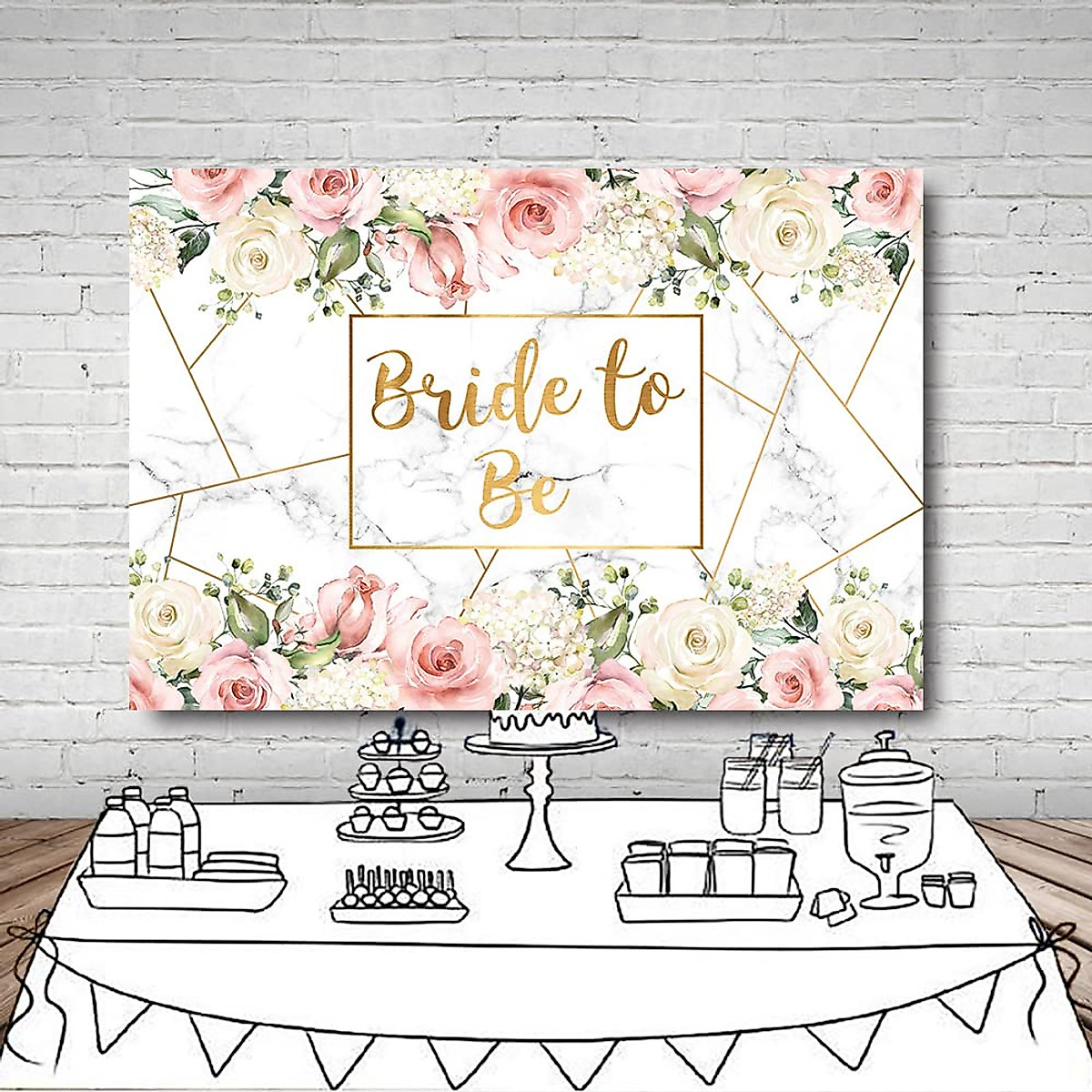 MEHOFOND Bride to Be Marble Backdrop Bridal Shower Miss to Mrs Wedding Party Supplies White Blush Pink Floral Photobooth Girls Bachelorette Engagement Photography Background Banner 7x5ft