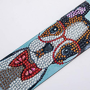 Glasses Dog Bookmark Diamond Painting Kit - pigpigboss 2 Sets Diamond Painting Bookmark Cute Dog Leather Bookmark Diamond Painting by Numbers for Adult Bookmark Diamond Dots Art (21 X 6 CM)