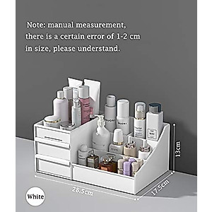 HASPINH Large Makeup Capacity Cosmetic Storage Box Skin Care Organizer Jewelry,Makeup, Brushes, Lipsticks, Nail Polish Container,Desktop Dresser Sundries Storage Box (White)