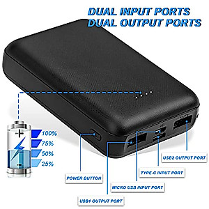 AWTOK Portable Charger Power Bank Apply for Heated Vest with USB DC Input Port, Portable Battery for Mobile Phone (5.0v 2.0A 10000mAh Power Bank)